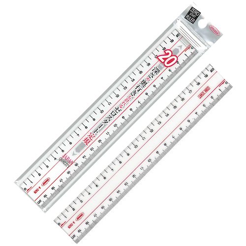 特長:●定規の端からめっもりが表示されているゼロスタート定規なので深さや奥行きも測れます。 仕様:●全長(mm)：200●幅(mm)：30●厚さ(mm)：3 仕様2:●深さが測れるゼロスタートの両切直線定規 材質／仕上:●メタクリル樹脂特長...