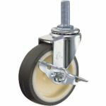 特長:●クロームメッキ仕上げで、デザイン性と軽快さを要求される機器に最適なねじ込み式キャスターです。 用途:●事務機器や家具に。●屋内運搬車や軽量ラック等に。 仕様:●許容荷重(daN)：60●取付高(mm)：126●軸長(mm)：40 仕...