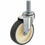 特長:●クロームメッキ仕上げで、デザイン性と軽快さを要求される機器に最適なねじ込み式キャスターです。 用途:●事務機器や家具に。●屋内運搬車や軽量ラック等に。 仕様:●車輪径D(mm)：100●タイプ：自在式●許容荷重(daN)：60●車輪...