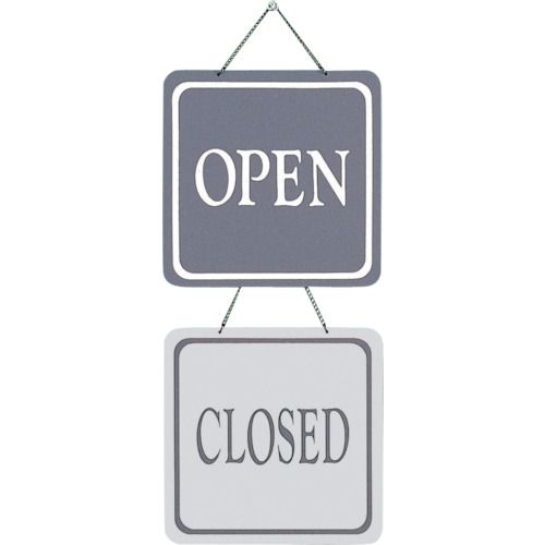 特長:●部屋名・用途等を表示します。 仕様:●表示内容：OPEN/CLOSED●縦(mm)：200●横(mm)：200●厚さ(mm)：3●色：グレー●タイプ：鎖付 仕様2:●鎖付き 材質／仕上:●アクリル特長:●部屋名・用途等を表示します。...