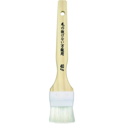 特長:●熱融着製法により毛が抜けにくいハケです。 用途:●工作・小物用。 仕様:●刷毛幅(mm)：40●玉厚(mm)：8●全長(mm)：215●適合塗料：水性・油性塗料 材質／仕上:●毛材：化繊●柄：木特長:●熱融着製法により毛が抜けにくい...