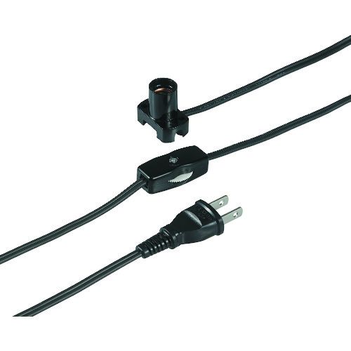 特長:●家庭用コンセントに差し込んで簡易照明として使用できます。●電球は20W以下のものをご使用ください。 仕様:●色：ブラック 仕様2:●コード付きソケット●定格：125V　1A●口金：12mm●中間スイッチ付 材質／仕上:●ソケット部：...