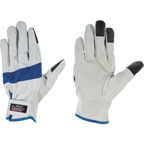 特長:●通気性・柔軟性に優れハードな作業にも対応します。●3本指にはすべり止めとなるPパターン［［R下］］のアテを施しています。 用途:●作業用。 仕様:●色：ブルー●サイズ：M●全長(cm)：22●手のひら周り(cm)：20.4●中指長さ...