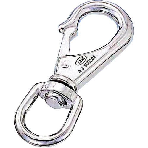 特長:●アイの部分がスイベルで回転しますので、チェーンなどがからみません。●スプリングフックで手軽に開閉作業ができます。 用途:●チェーン・ワイヤー・ロープ等の連結金具として、また端末の金具のジョイントに。●チェーン等のよりとりに。 仕様:...