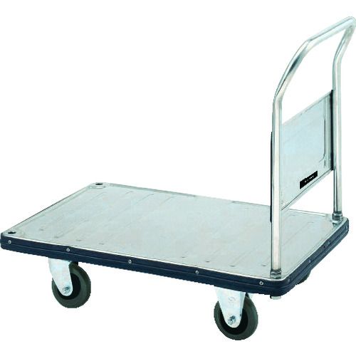 特長:●ハンドル、銘板、荷台部分にSUS304を使用したサビに強い台車です。●独自の車体構造で、縦方向の梁・横方向の絞りで強度・耐久性に優れています。 仕様:●均等荷重(kg)：300●長さ(mm)：900●幅(mm)：600●高さ(mm)...