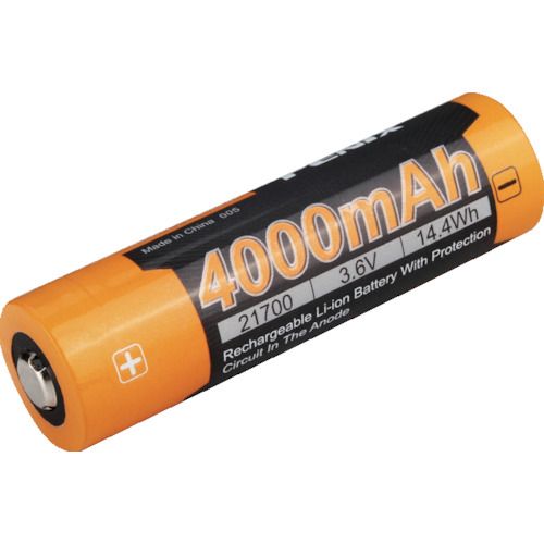 特長:●FENIXブランド充電式LEDライト専用充電池です。 仕様:●上限充電電圧：3.6V●呼称：21700型●外径(mm)：21.5●容量：4000●全長(mm)：76 仕様2:●21700バッテリー●容量：4000mAh●電圧：3.6...