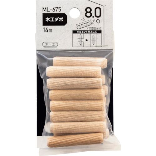 特長:●少量パックなので補修やちょっとした工作に最適です。 用途:●木材板のジョイントや棚受用などにご使用ください。 仕様:●長さ(mm)：40●タイプ：木工 仕様2:●ブナ材 材質／仕上:●ブナ特長:●少量パックなので補修やちょっとした工...