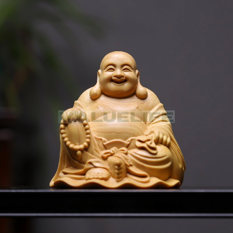 材質: 黄楊木弥勒仏（布袋和尚）：未来仏。招財納福楽観安康の象徴弥勒仏（みろくぶつ）は、仏教における「未来仏」であり、民間信仰や風水においても、招財納福楽観安康を象徴する聖像です。招財旺運「笑仏」「財神仏」として、弥勒仏は正財偏財の両方を強...