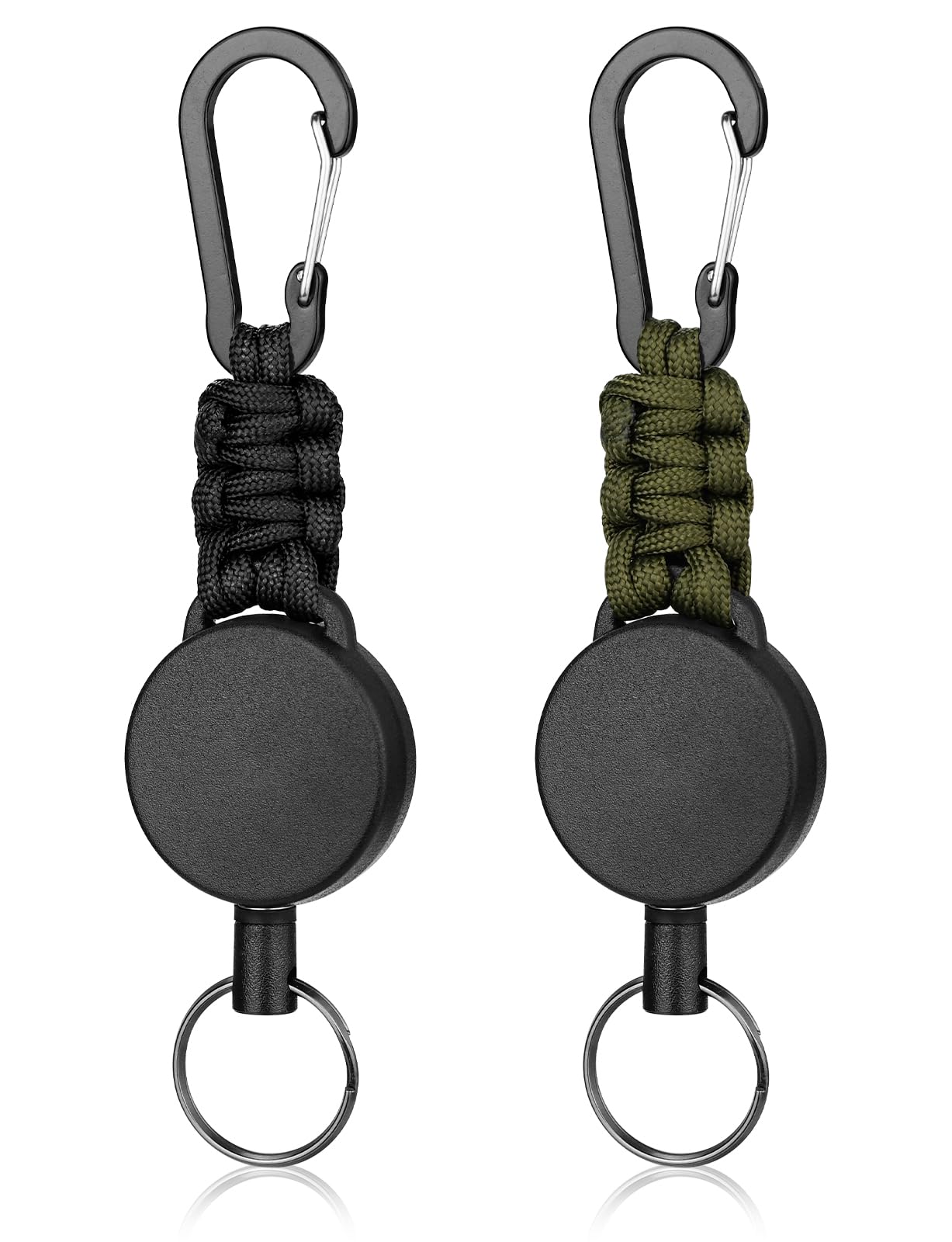 ・【巻き取り式カラビナホルダー】セット内容：2個入り、カラー：オレンジ+カーキ、 リールストラップは内蔵された強力なスプリングが250gの荷重に耐え、日常の通勤やアウトドア活動（キャンプ、釣り、ハイキングなど）にも楽々対応できます。・【伸縮...
