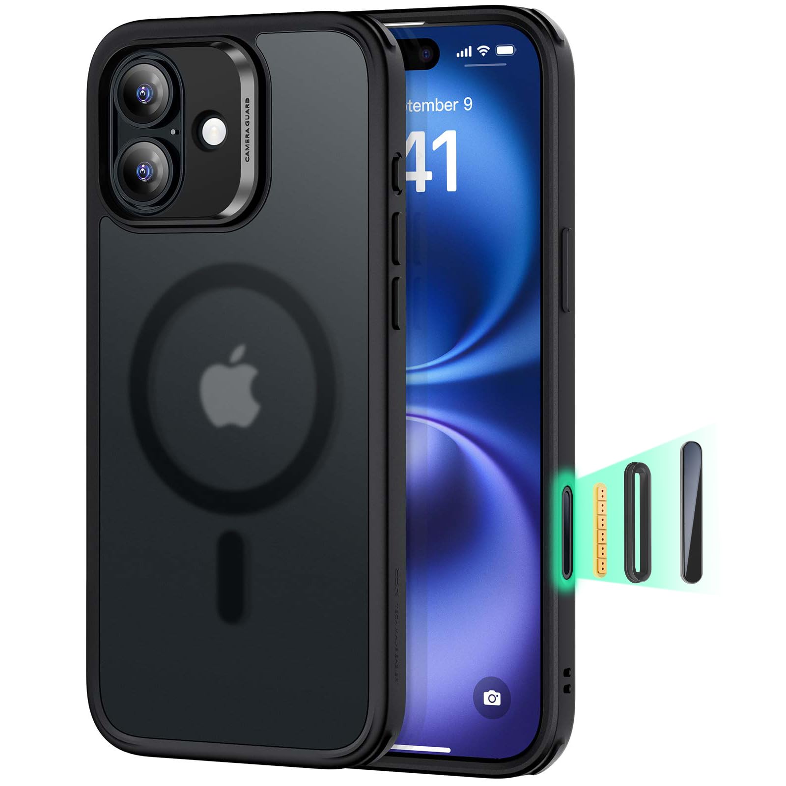 ・【プロのように滑らか！スライド式カメラコントロール】 iPhone 16 ケースの革新的なカメラコントロールボタンを専用カバーで守りながら、指先に伝わるプロ級の操作感をそのまま体感できます。スライド時の滑らかな動きから押圧時の確かな反発感...