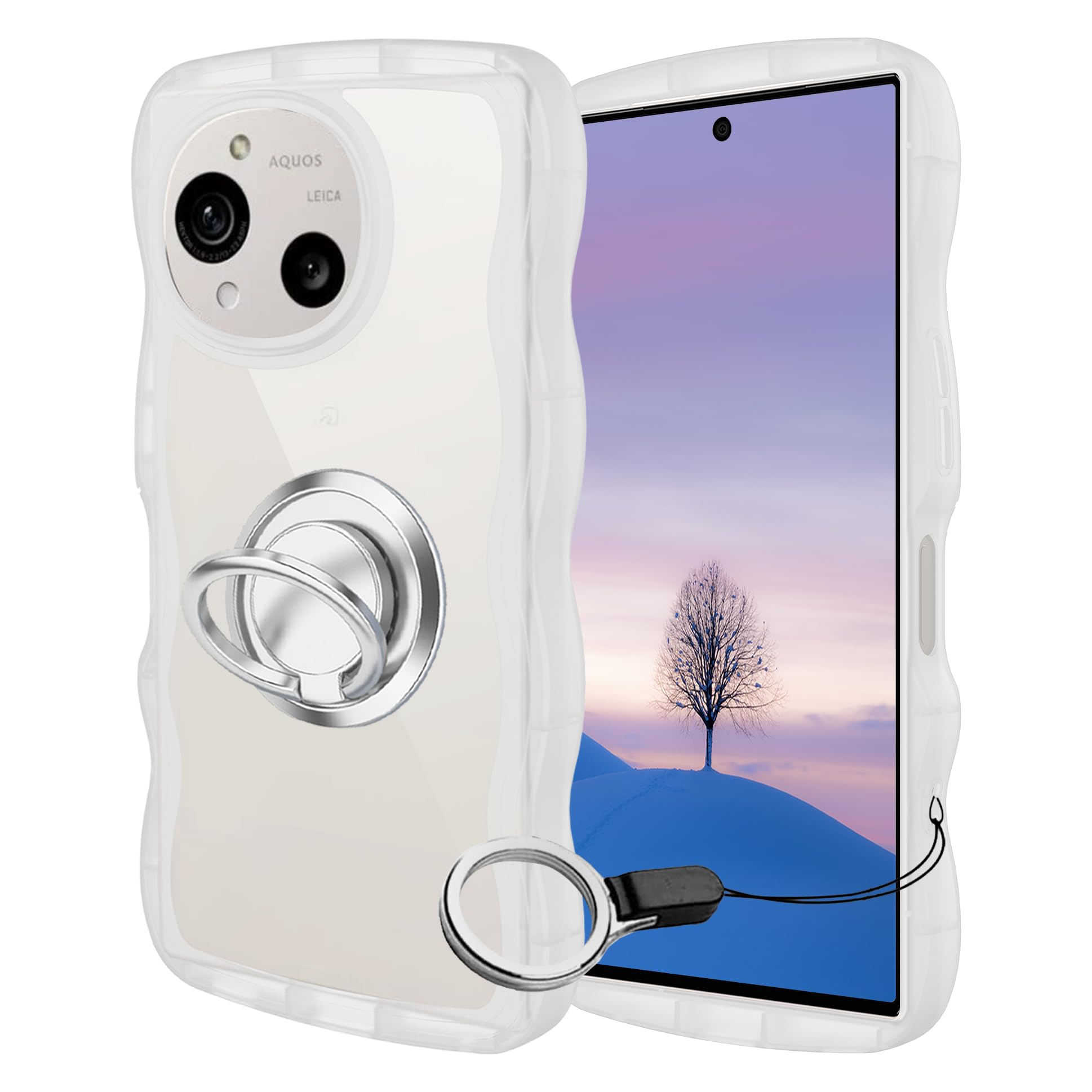 ・★【対応電話モデル】AQUOS R10 R9（6.5インチ）スマートフォン専用保護カバー。ご注文を確認する前に、必ずお手持ちの機種と選択した機種をご確認ください。・★【こだわりのウェーブ湾曲設計】このキュートなウェーブエッジデザインのケー...