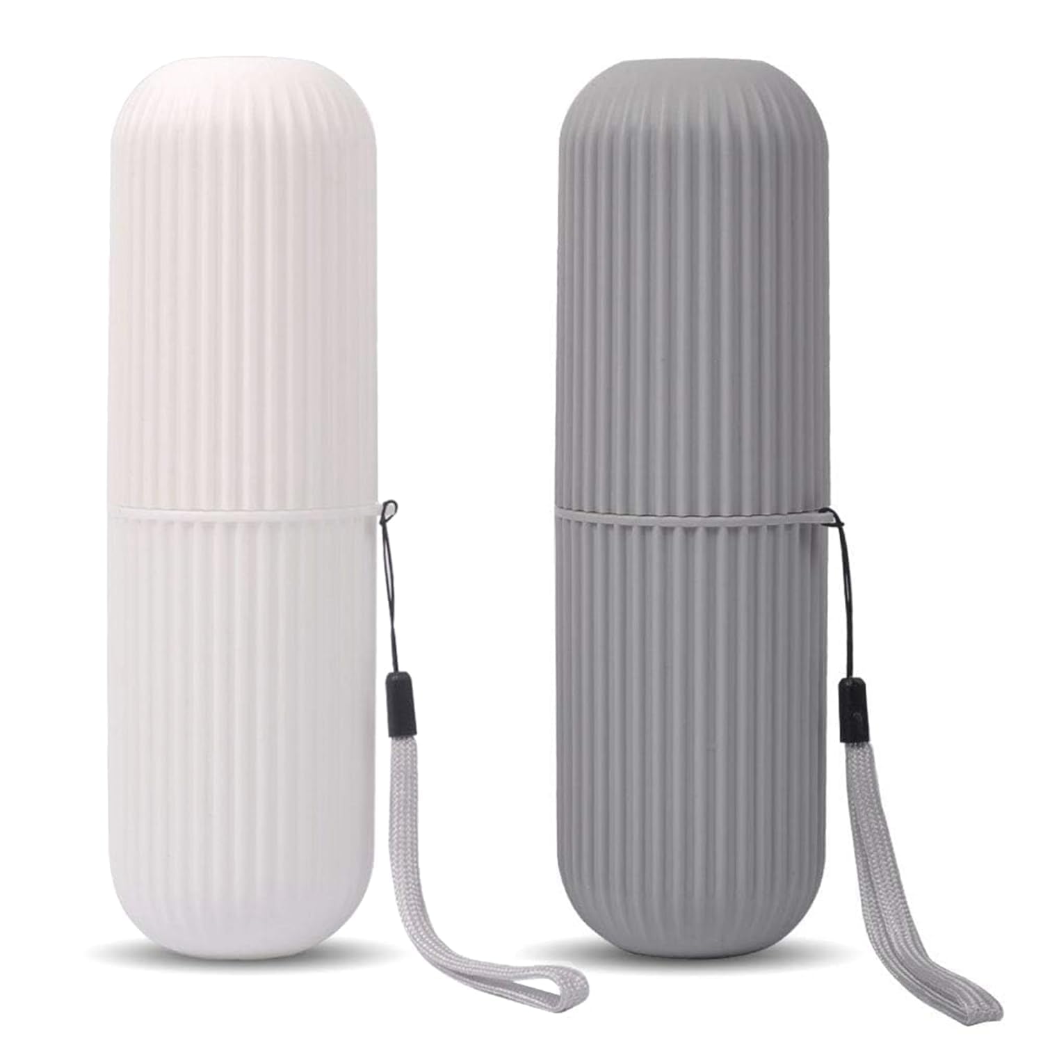 ・【製品仕様】歯ブラシケース2個、ホワイトとグレー、各サイズは約19*6cm、軽くて持ち運びが簡単で、荷物のスペースをとらず、歯ブラシや歯磨き粉の保管にも使用できます・【2-in-1デザイン】歯ブラシや歯磨き粉はもちろん、デンタルケアに必要...