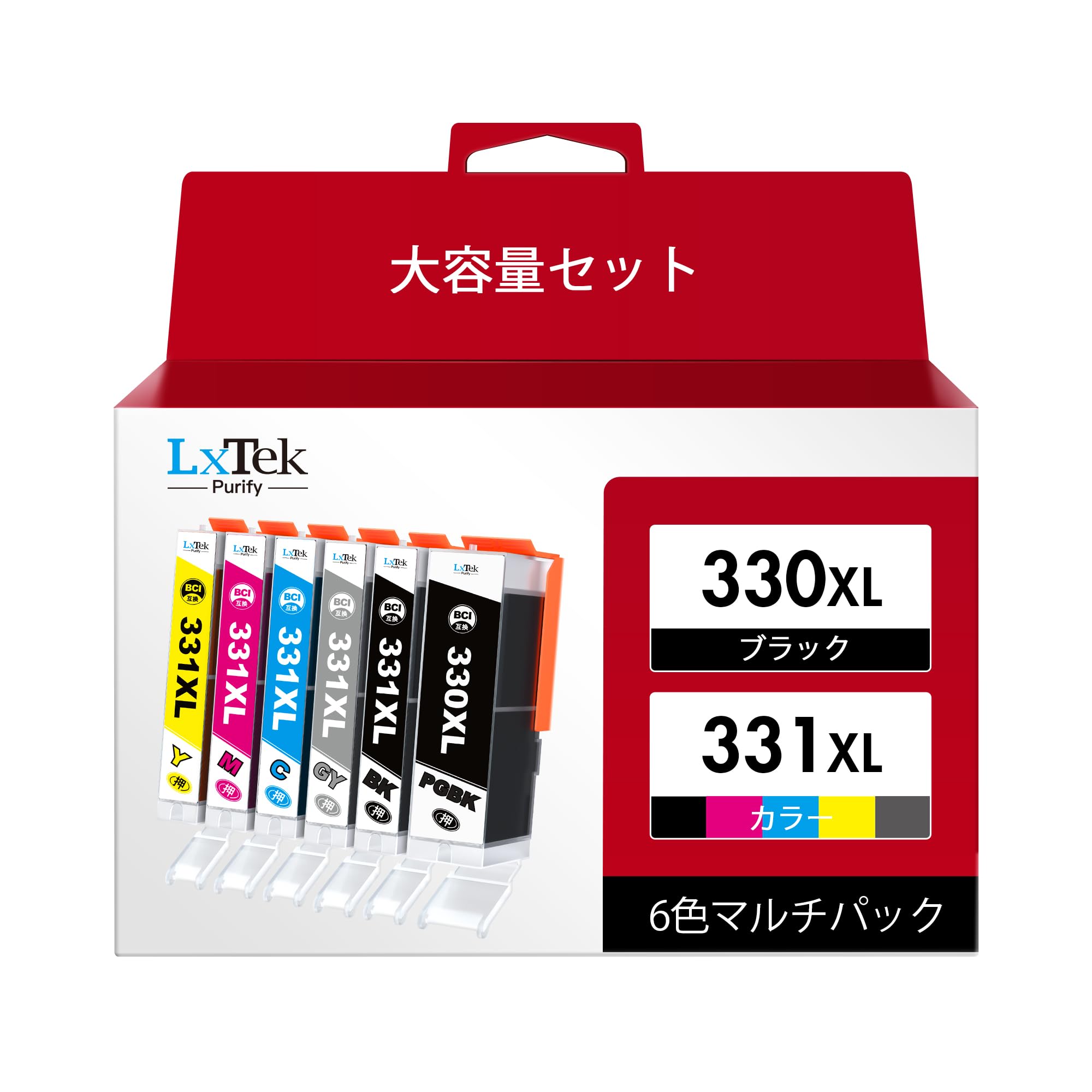 ・【セット内容】キヤノン用 インク 330 331 大容量 互換インクカートリッジ 6色セット。・【対応機種】PIXUS TS8530 TS8630 TS8730 TS8830 プリンターインク。・【商品仕様】BCI-330XLPGBK、B...