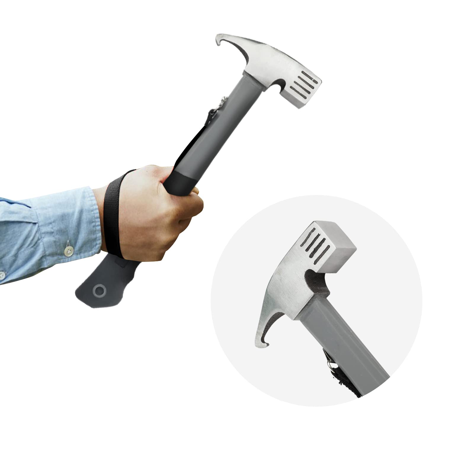 ・【大活躍ハンマー】ペグ打ち、各種ペグの抜き、土掘りがこれ1本でこなします！テントの設営やアウトドア、防災、登山の場合ではなく、通常の建設にも使用できます。それは必要で、すべての家庭に欠かせないツールです。・【スチール製パワーヘッド】ハンマ...