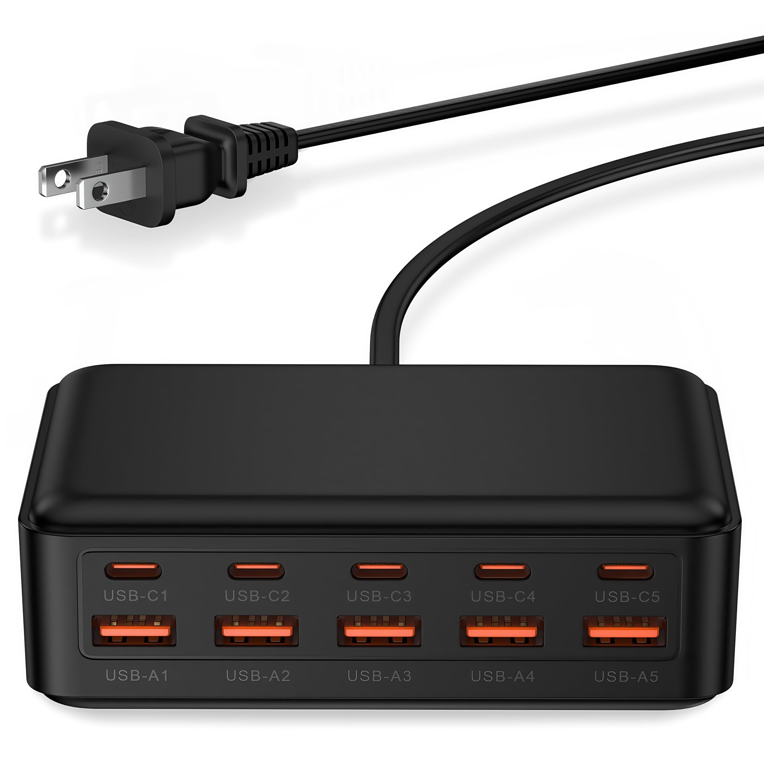 ・【合計最大70W高出力・10台同時充電可能】USB-C×5、USB-A×5の計10ポートを搭載し、スマホ・タブレット・ノートパソコンなど最大10台同時に充電可能。合計最大出力70Wで家族やオフィスでの利用にも最適です。・【PD/QC/PP...