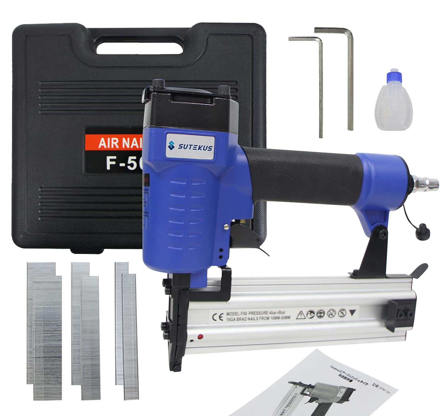 ・【梱包】針打機本体X1、六角スパナX2、ジェットオイラ（油入）X1、ネイル備品X1セット　・【用途】木工、室内装飾品の設置、フローリング、モールディング、屋根ふき、額縁、ドアや窓の設置に最適です。ペットハウスの建設など、DIYプロジェクト...