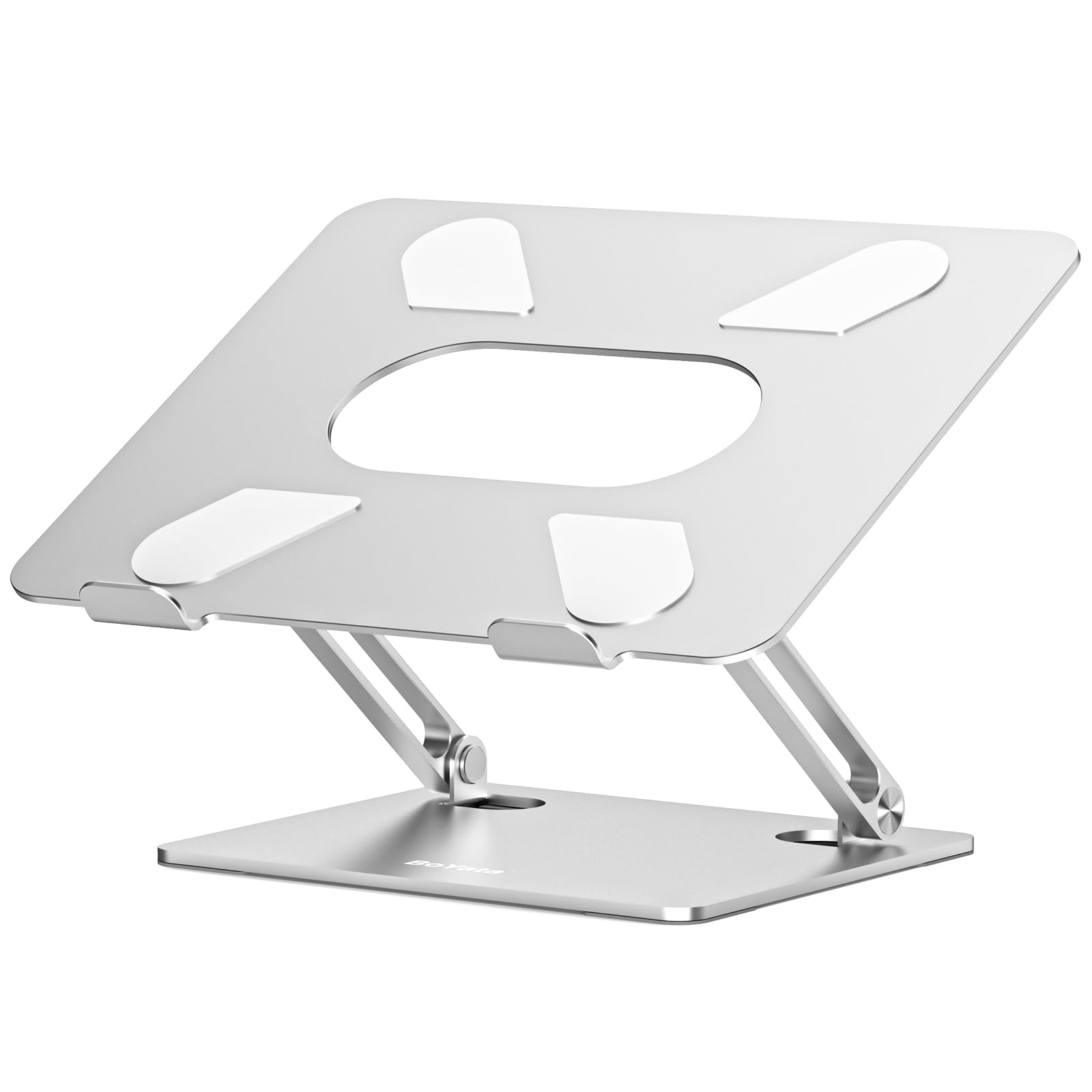 ・【無段階角度＆高さ調整可能】●人間工学に基づいて設計により、PC作業時、角度・高度を無段階調整可能で自分に最適な高度まで調整できるパソコンスタンド！●デスクが低いためデスクワークの際に腰に負担がかかってしまっていたが、BoYataスタンド...