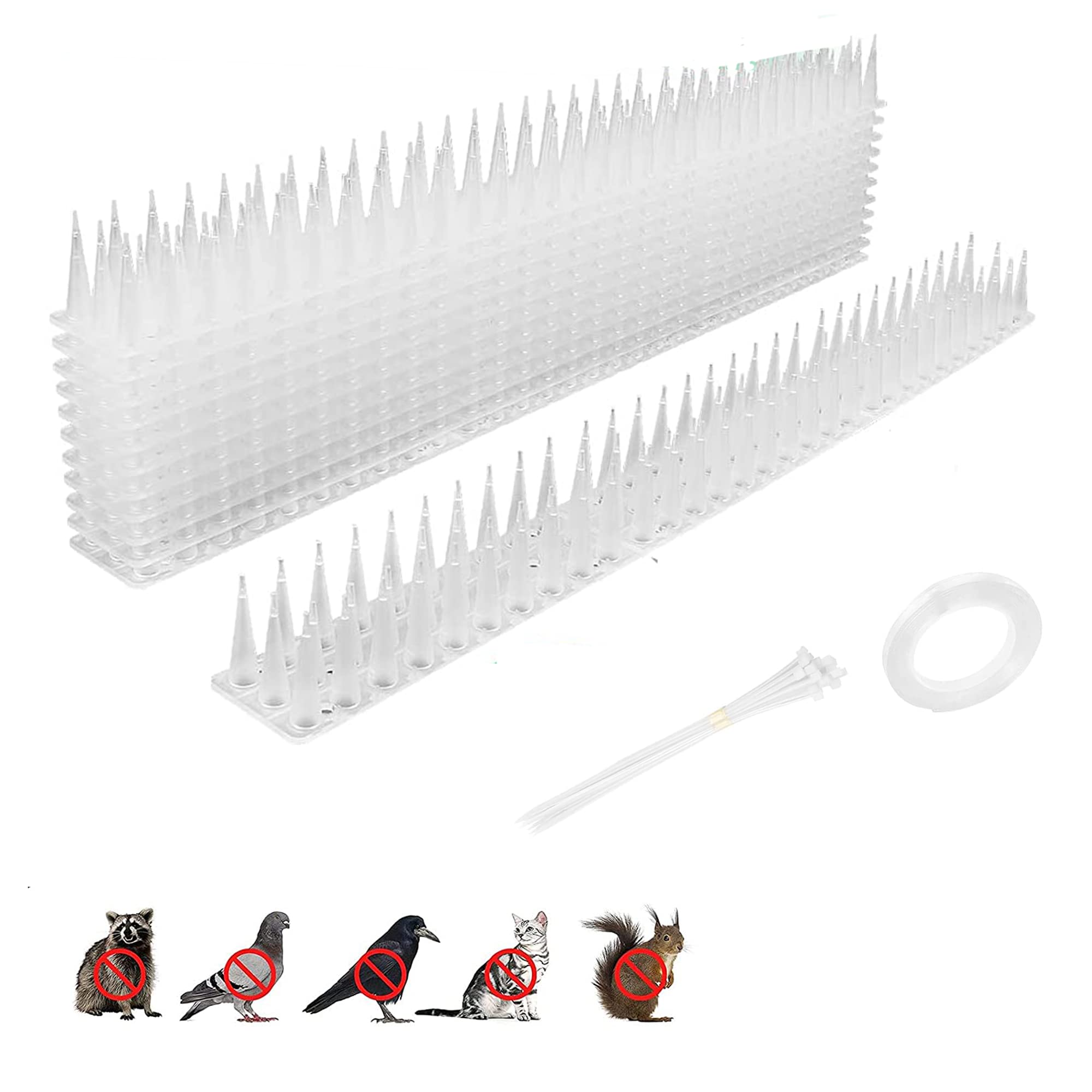 ・普遍的な動物忌避剤：プラスチック製の鳩のスパイクのこの12個のパックで、不快な汚れや芝生への損傷を避けるために、屋外スペースに不要な動物がいないようにしてください。各スパイクは43cmL x 4cm W x 3.5cm Hで、全長5.16...