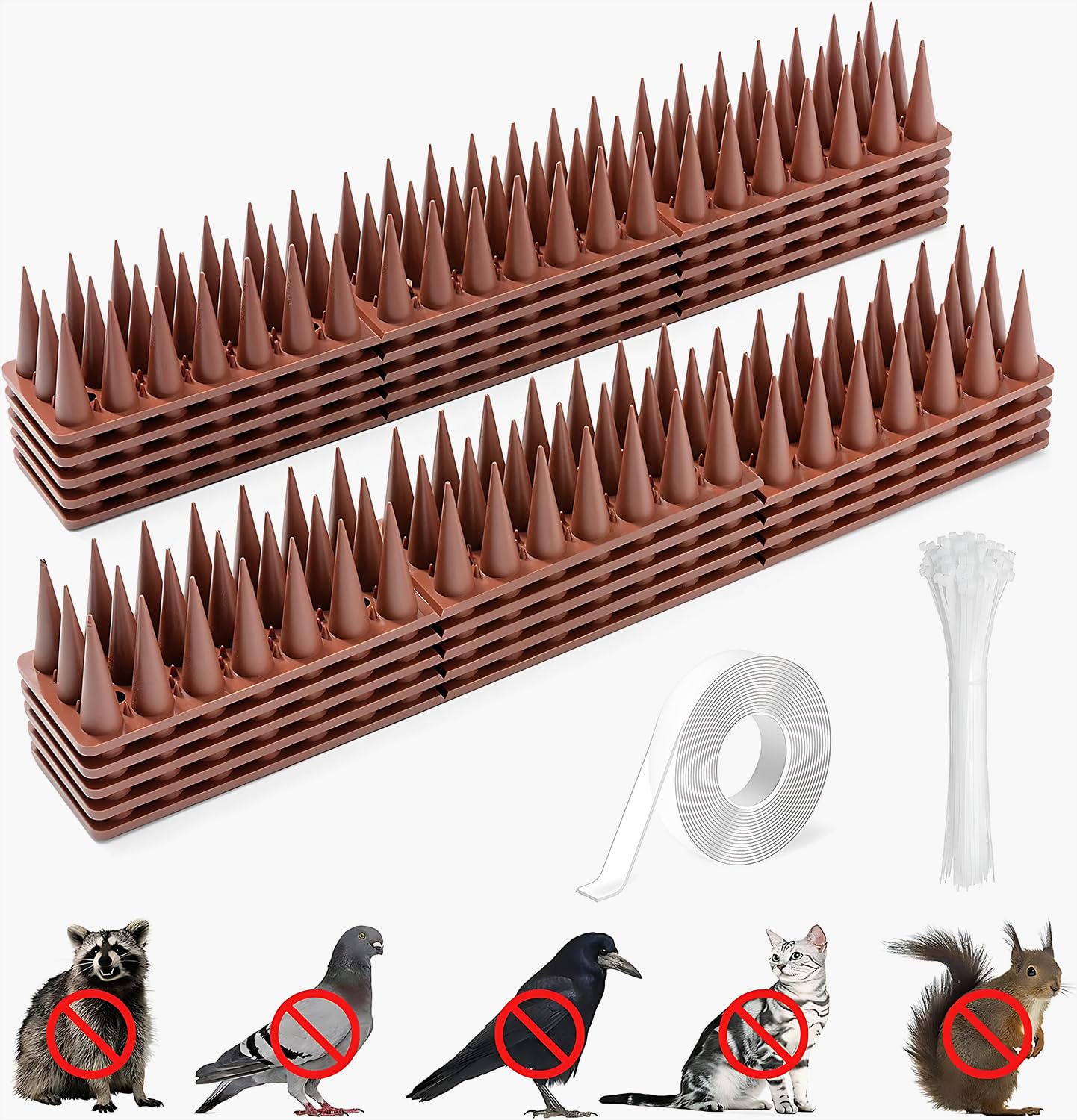 ・普遍的な動物忌避剤：プラスチック製の鳩のスパイクのこの12個のパックで、不快な汚れや芝生への損傷を避けるために、屋外スペースに不要な動物がいないようにしてください。各スパイクは43cmL x 4cm W x 3.5cm Hで、全長5.16...