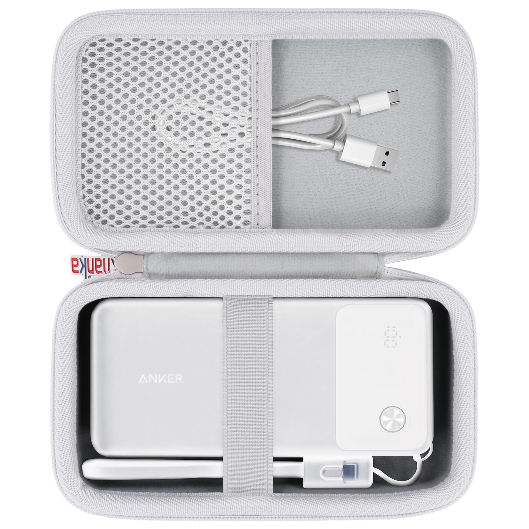 ・（ケースのみ）Anker Power Bank A1384 (20000mAh, 30W) モバイルバッテリー専用収納ケース,ホワイト-Khanka