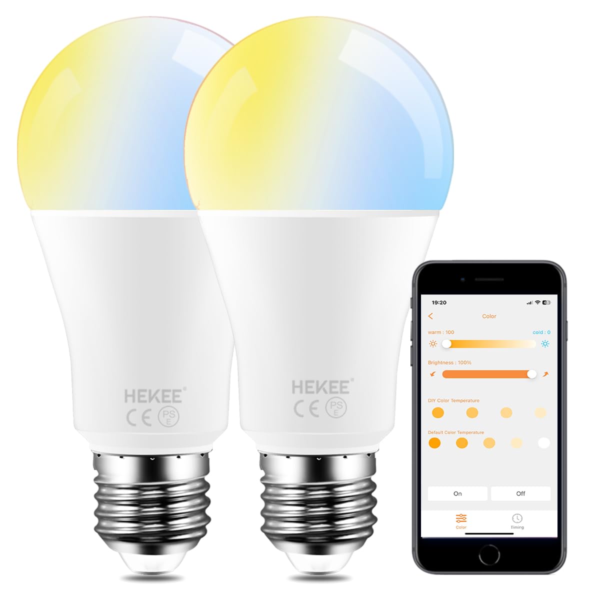 ・実用アレクサ 電球：HEKEE LED Bluetooth MESH 色温度調整可能なスマート電球、お気に入りの照明器具をスマートライトにアップグレード。わずか12Wから1250ルーメンの光束を実現し、標準的な100ワットの白熱電球に代わ...