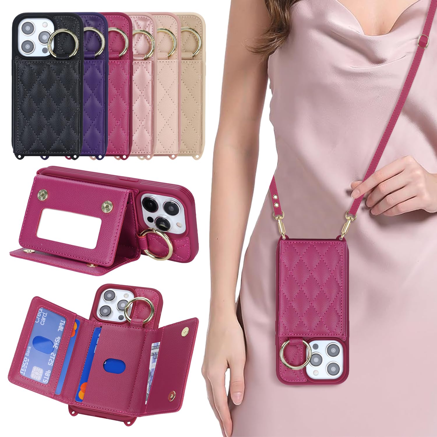 ・【対応機種】iPhone 14 Pro(アイフォン14 Pro 通用 6.1インチ)対応機種と画面サイズをよくご確認のうえ、ご購入いただけますようお願い致します。・【収納機能】ケース内側には三つのカードスロット女性には必須のミラーもう付き...