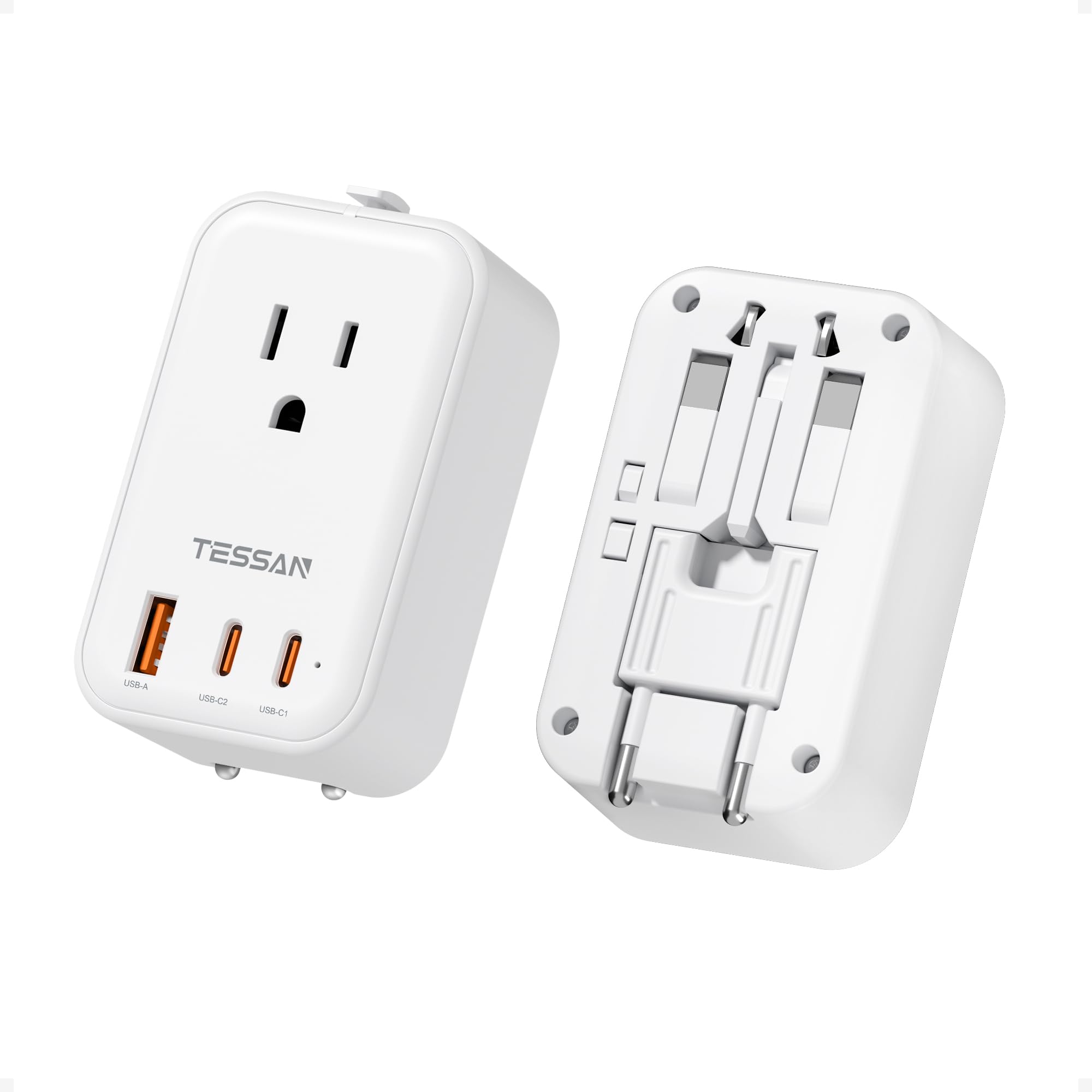 ・【一台四役海外 変換プラグ】2個のUSB-Cポートと1個のUSB-Aポート及び1個のAC差込口を搭載して、4台のデバイスを同時に充電できる変換プラグです。コンセント不足の問題が解決できます。海外ホテルで宿泊する際にコンセントが足りなくても...