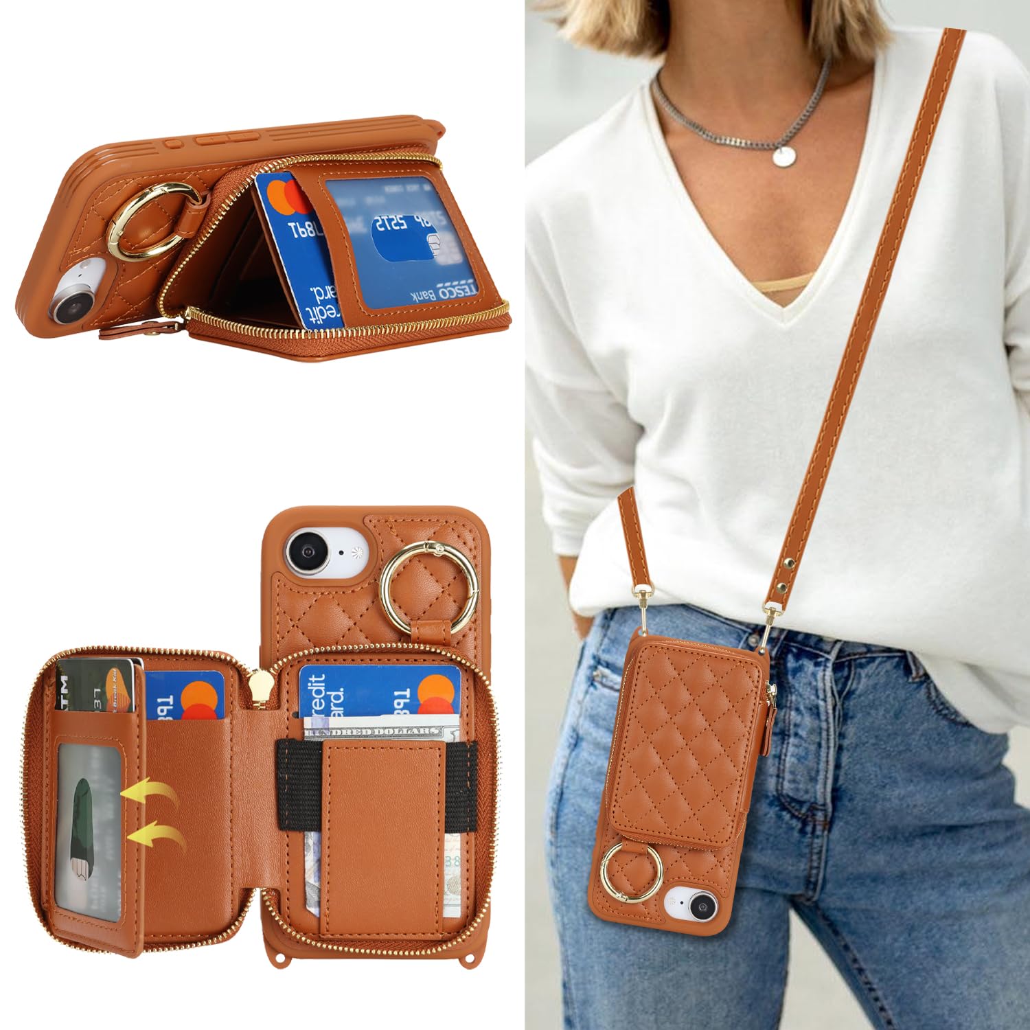 ・【対応機種】iPhone 16e(アイフォン16e 通用 6.1インチ)対応機種と画面サイズをよくご確認のうえ、ご購入いただけますようお願い致します。・【収納機能】背面ファスナーポケットは、カードや小銭を整理するのに最適です。四つのカード...