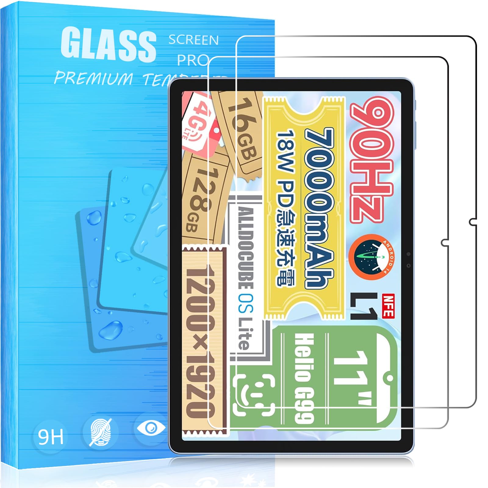 ・【対応機種】FOR ALLDOCUBE iPlay60 Pro 11インチ 用の強化ガラス保護フィルム 【2枚入り】のセットです。万一破損、割れがあったら、すぐに交換できます。多くの時間をかけて新品の到着を待つ必要はありません。 タブレッ...