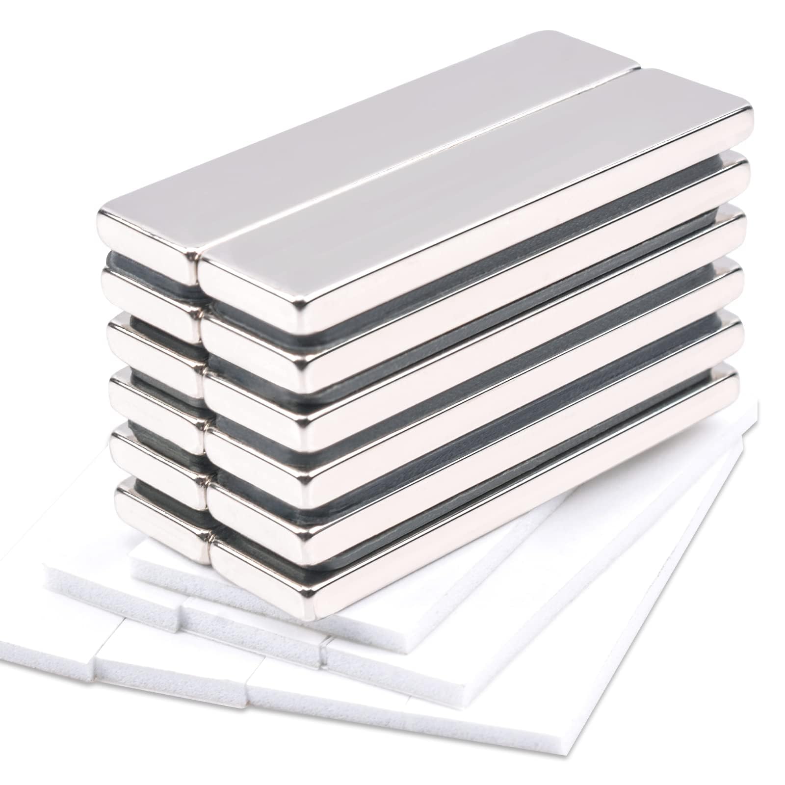 ・【強力マグネット】 当社のネオジム磁石はフェライト磁石よりも磁気が強く、マグネット 棒磁石は吸引力が高く、時間の経過とともに磁気が失われません、12個セット40mm×10mm×3mm両面テープ付きマグネットの長方形型の磁石.・【錆びにくい...