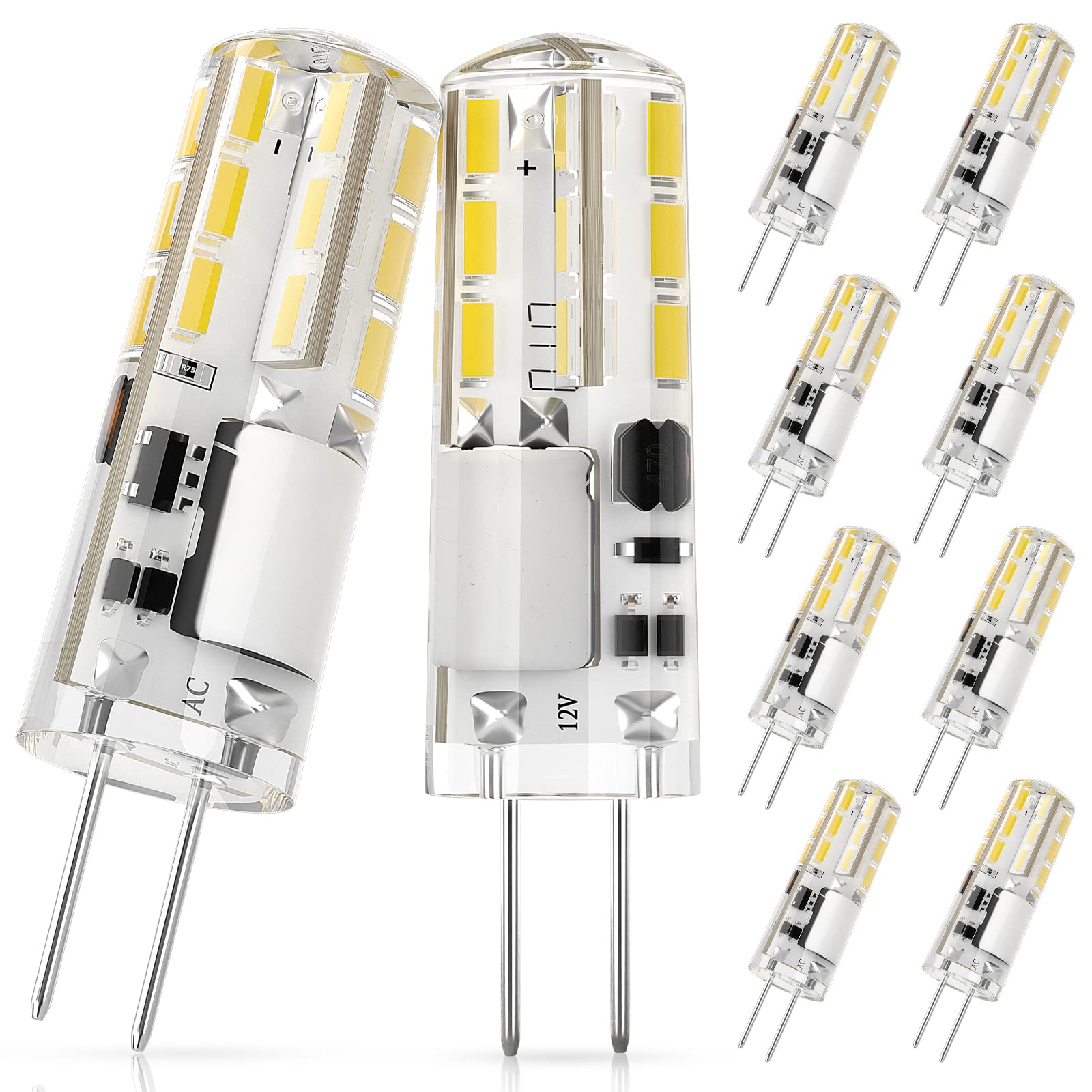 ・・口金：G4 電球電圧：12V 色温度：6000K（昼白色）配光：全配光タイプ 全光束(明るさ)：120lm 定格消費電力:1.2W・・消費電力が1.2Wで10Wハロゲン電球に相当し、電気代を約88％以上節約できるし、効率が高いled電球...