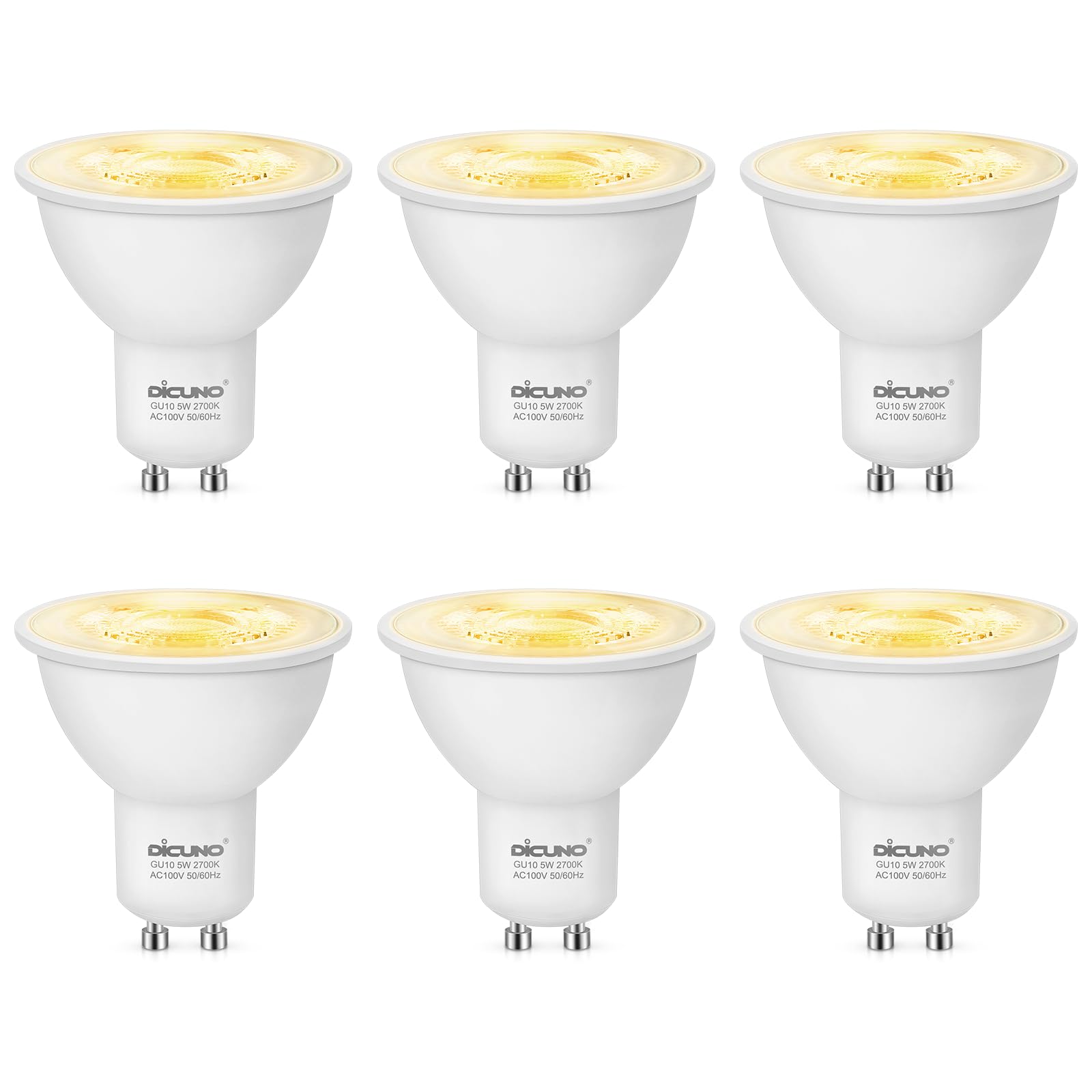 ・【商品仕様】口金：GU10、消費電力：5W(50Wハロゲン電球相当)、全光束（明るさ）：500lm、色温度：2700k（電球色）、定格電圧：AC100V、演色性：Ra80、配光角度：38°。・【高輝度・省エネ】高品質なLEDチップを採用し...