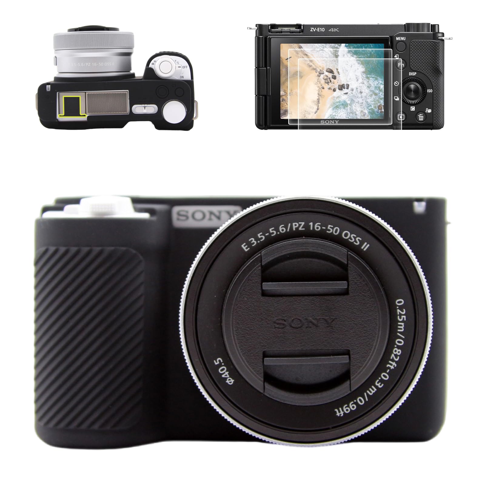 ・対応機種：For SONY ZV-E10M2/ZV-E10II/ZV-E10markiiカメラに特別に設計されたシリコンケースです。このソフトなシリコンケースと高品質の超薄液晶保護フィルムとホットシューカバーのセットはZVE10M2の不可...