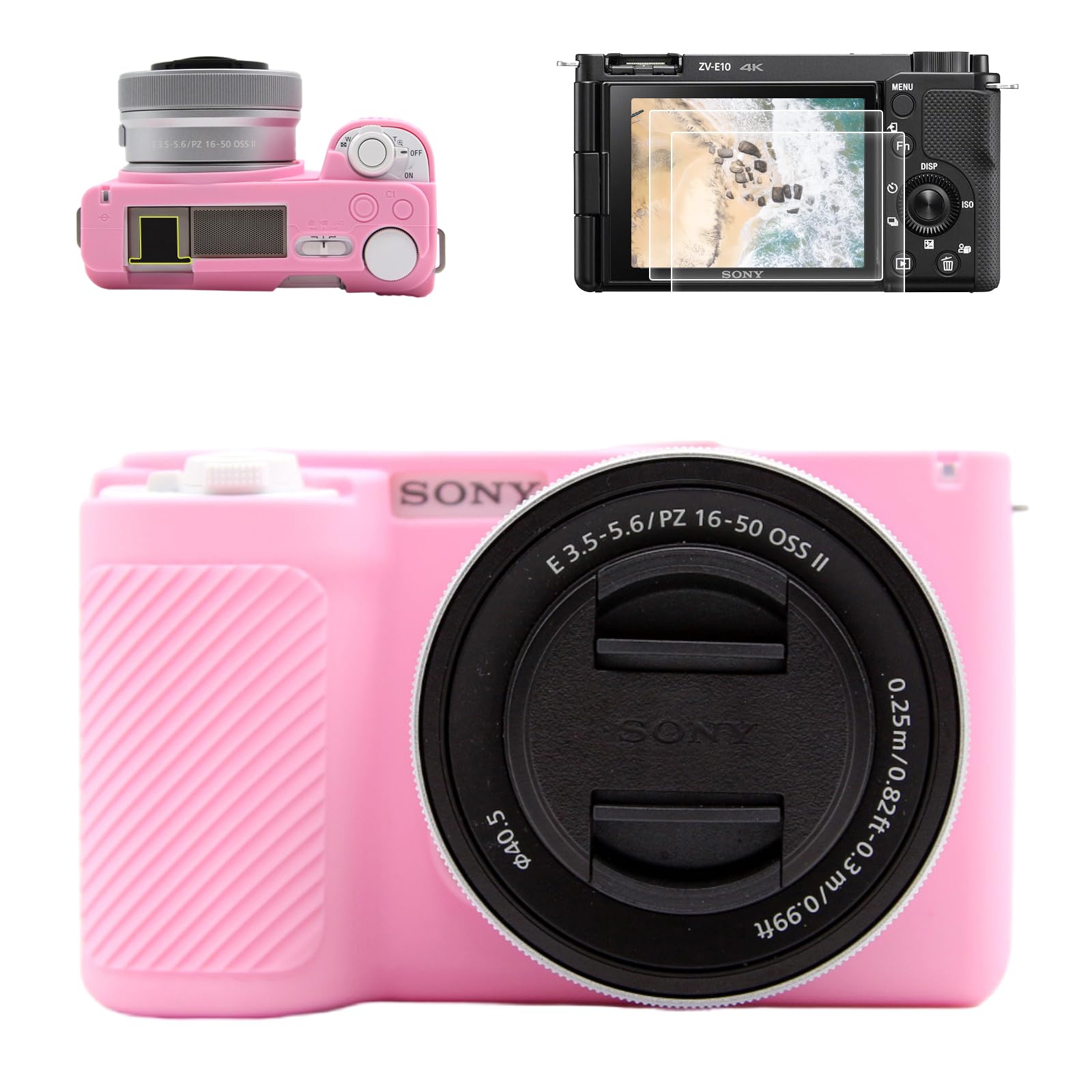 ・対応機種：For SONY ZV-E10M2/ZV-E10II/ZV-E10markiiカメラに特別に設計されたシリコンケースです。このソフトなシリコンケースと高品質の超薄液晶保護フィルムとホットシューカバーのセットはZVE10M2の不可...