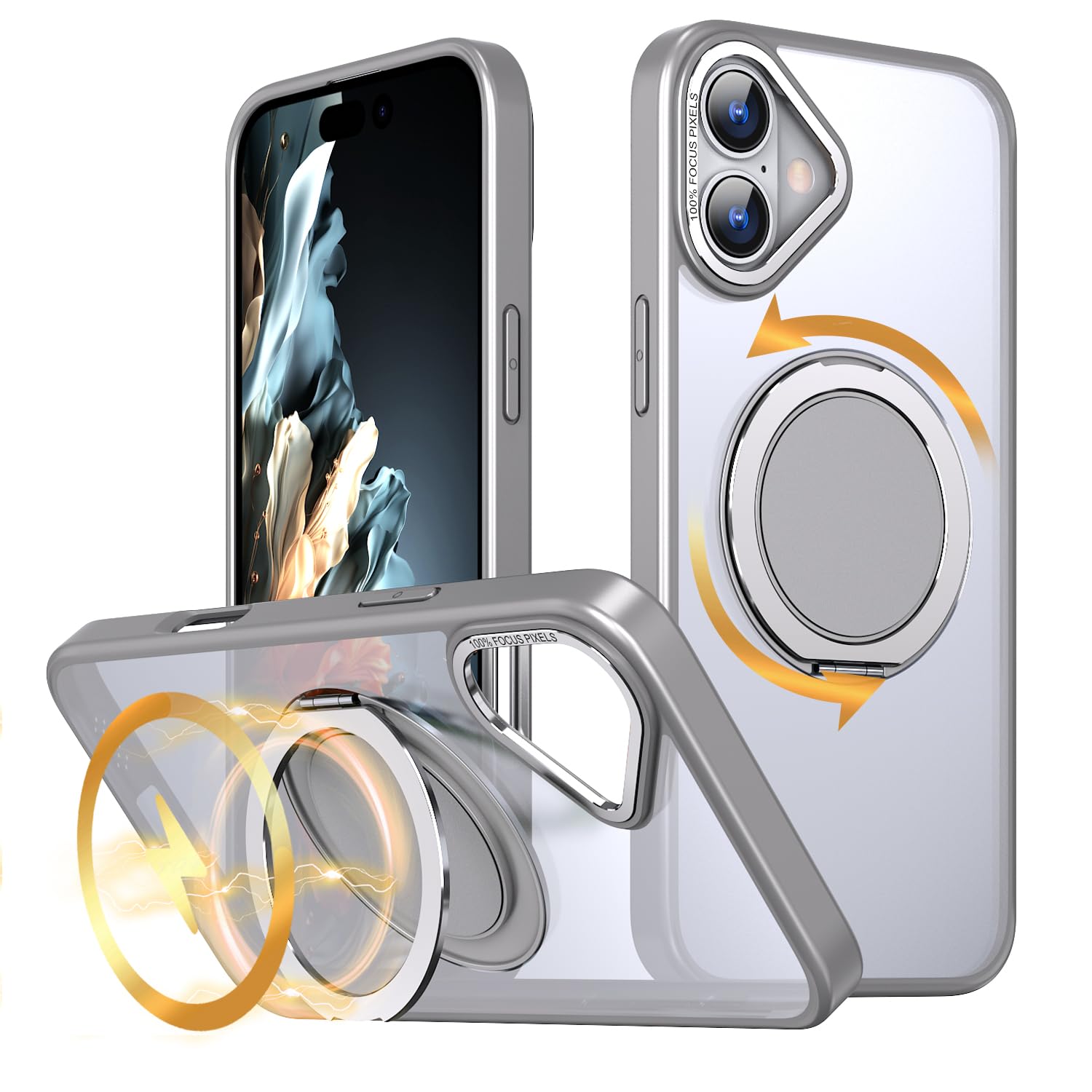 ・【対応機種】iPhone 16 専用（両眼カメラ、6.1インチ）。KWATUNGのアイフォン16用 ケースが適正なサイズ設計デザインを採用して、各ホール部分や各ボタンは、ピッタリ設計なので、敏感な操作感を体験できます。対応機種を間違いない...