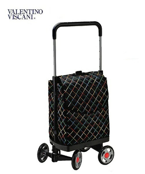 ヴァレンチノ・ヴィスカーニショッピングカート エコバッグ 4輪 高さ調節 15176-01 クロ 商　品　説　明 ◆足さばきが楽な横押しで使用できる4輪タイプ ◆幅広い年齢層にご愛用いただけるシンプルなデザイン。 ◆バッグは24リットルの大...