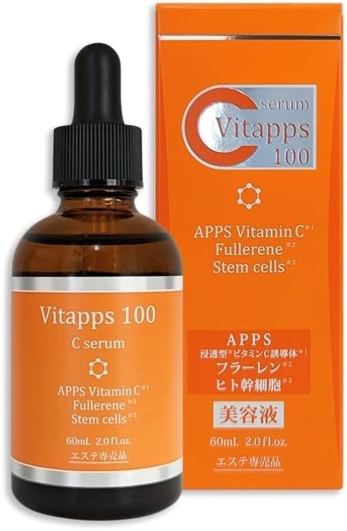 Vitapps100Cセラム　60ml 商　品　説　明 まるでエステ品質の美容液 「フラーレン」「ヒト幹細胞」「EGF」「FGF」「コエンザイムQ10」を配合した贅沢な美容液 ◆浸透型ビタミンC誘導体　APPSを配合 ビタミンCをたっぷりと...