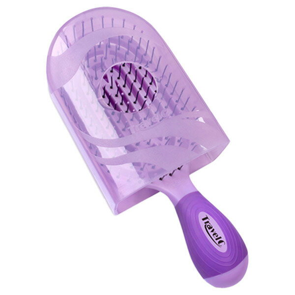 NuWay4Hair Travel C パープル 携帯用ヘアブラシ ケース付き BrainyBristles アルガンオイル加工 トルマリン加工 静電気防止 抗菌 高耐熱 通気構造 速乾 ブロードライ対応 濡れ髪OK もつれケア 頭皮ケア ...