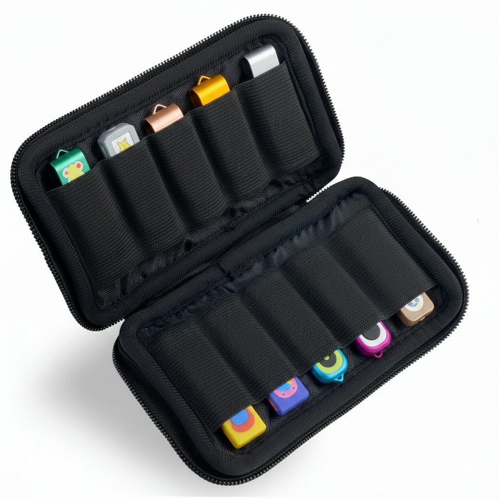 USBメモリケース10本収納 商品説明 【10スロットでスッキリ整理・大容量収納】 USBメモリーを最大10本まで個別に収納可能。仕切り付きスロットでぶつかり合いを防ぎ、大切なデータをしっかり保護します。USBだけでなく、SDカードや小型ア...