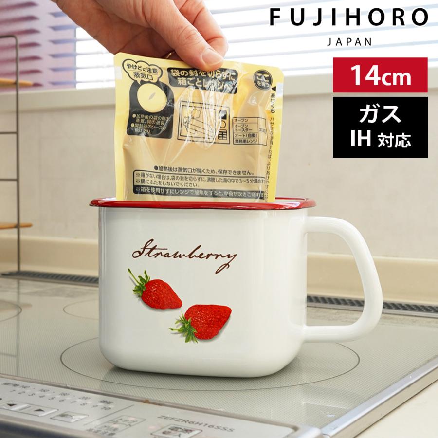 FUJIHORO 富士ホーロー STB-KP ストロベリーシリーズ 角型みそポット 1.5L ホーロー製 保存容器 イチゴ柄 レトロデザイン 味噌パック対応 密閉フタ付き かわいい キッチン収納 調味料入れ オーブン対応 匂い移りしにくい ...