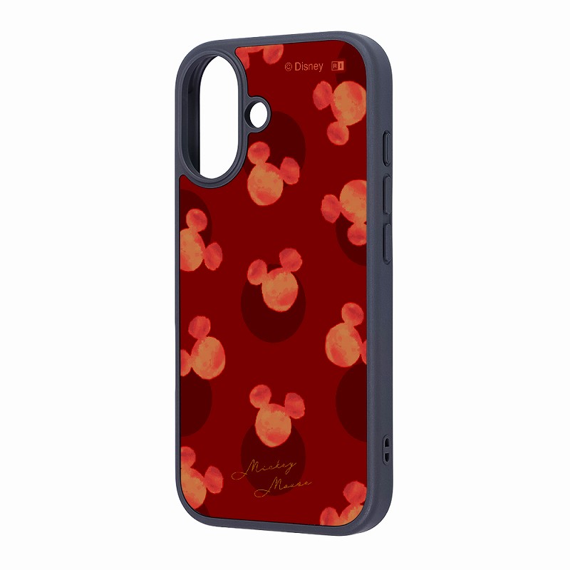 対応機種：未発表 iPhone 17(P52)カラー／キャラ：ミッキーマウス_ドットレッドシンプルなキャラクターデザインケース2つの素材で端末を守るハイブリッド構造&copy; Disney 表面硬度2Hの背面に、ミッキーのドットアイコンの...