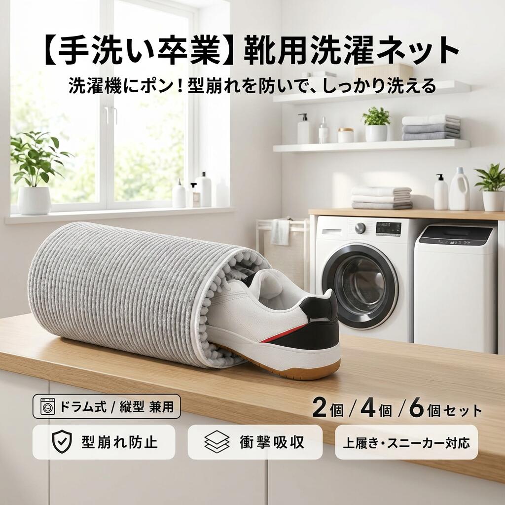 商品説明 商品名 靴用洗濯ネット 商品説明 「手洗い卒業！」靴をネットに入れて洗濯機にポン。スニーカーや上履き、運動靴を手軽に丸洗いできる靴用洗濯ネットです。 面倒な手洗いの手間を軽減し、毎日の靴洗いを簡単にサポート。お子様の上履きや通学靴...
