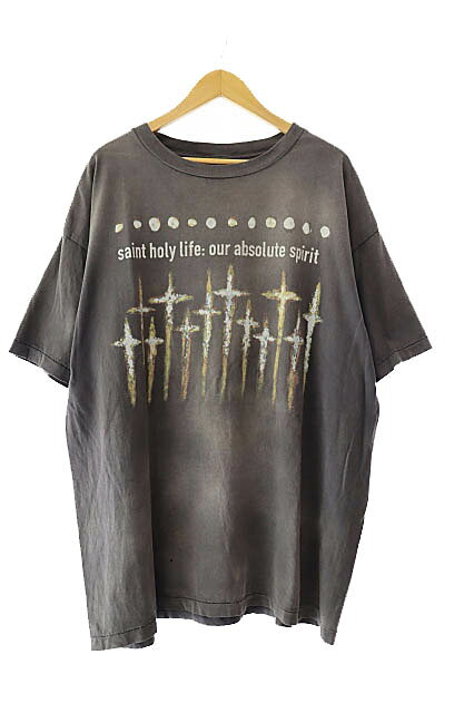 【中古】セントマイケル SAINTMICHAEL ×FORSOMEONE フォーサムワン 23AW GOD PRINT S/S TEE ゴッド ロゴ プリント 半袖 Tシャツ SM-A23-0000-C09 XXL 黒ブラック ブランド古着...