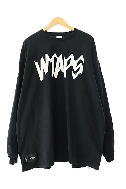 【中古】ダブルタップス WTAPS 23AW QUAKE/LS/COTTON クエイク ロゴ プリント ロングスリーブ 長袖 Tシャツ ロンT 232ATDT-LTM01S 03 黒ブラック ブランド古着ベクトル 中古☆AA★250925 ...