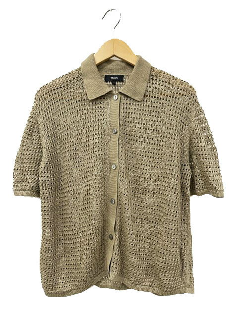 【中古】セオリー Theory 24SS Neo Harbor Chain Mesh リネン混 メッシュ 半袖シャツ 01-4203709 S 茶ブラウン ブランド古着ベクトル 中古●260616 レディースブランドセオリー Theory表...