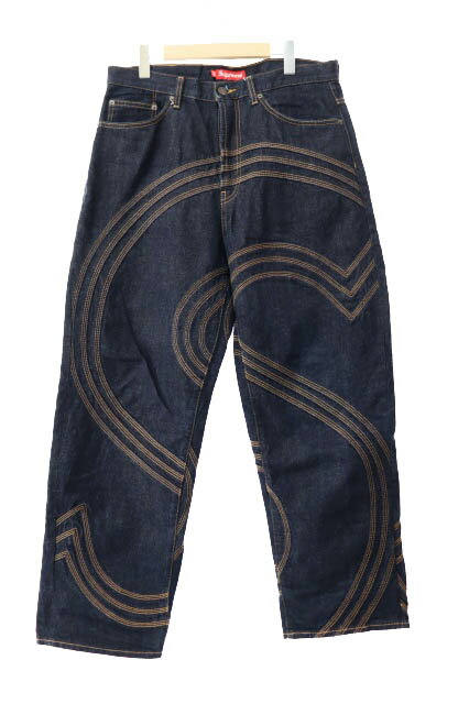 【中古】シュプリーム SUPREME 25SS S Logo Rigid Baggy Jean Sロゴ 刺繍 リジット バギー デニム パンツ ジーンズ 32 インディゴ ブランド古着ベクトル 中古☆AA★251221 メンズブランドシュプ...