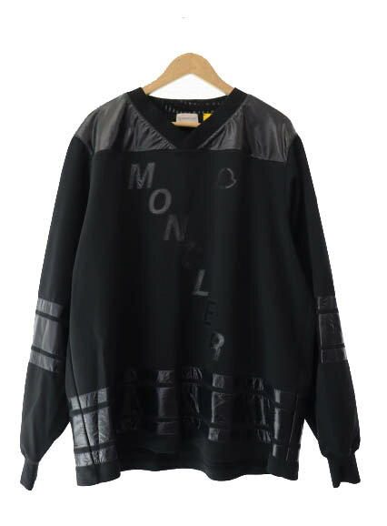 【中古】モンクレール ジーニアス MONCLER GENIUS ×Fragment design フラグメント デザイン 22AW LS HOCKEY T-SHIRT ロゴ ナイロン切替 ロングスリーブ ホッケー 長袖 Tシャツ H209U...