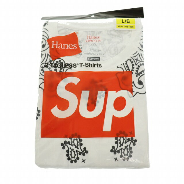 【中古】シュプリーム SUPREME ×Hanes ヘインズ Bandana Tagless Tees (2Pack) バンダナ タグレス 2枚セット 半袖Tシャツ L白ホワイト ブランド古着ベクトル 中古☆AA★260215 メンズブラン...