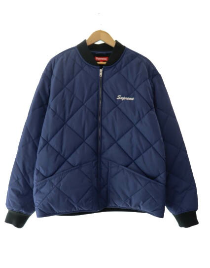 【中古】シュプリーム SUPREME 21AW Quit Your Job Quilted Work Jacket ロゴ刺繍 クイット ユア ジョブ クィルティド ワーク 中綿 ジャケット ブルゾン L紺ネイビー ブランド古着ベクトル 中古...