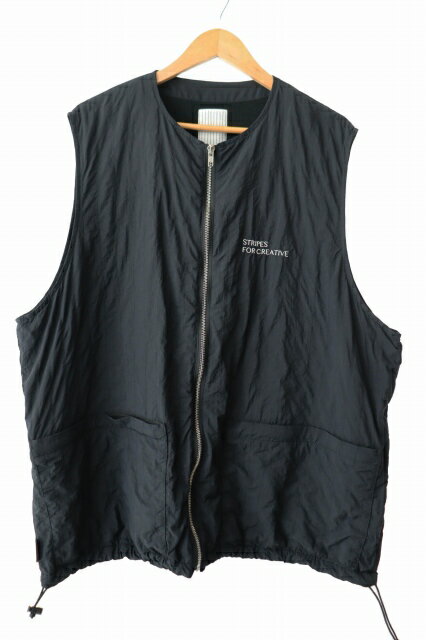 【中古】STRIPES FOR CREATIVE ストライプフォークリエイティブ STITCHED ZIP VEST ステッチド ジップ ベスト XXL 黒 ブラック ブランド古着ベクトル 中古260225 メンズ表記サイズXXL ※実寸サ...